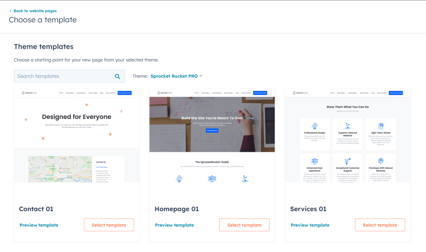 Page Templates 🚀 Sprocket Rocket Documentation